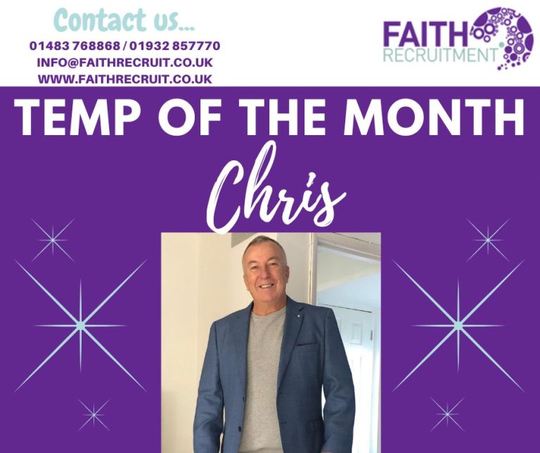 Temp of the month August! – Faith Recruitment